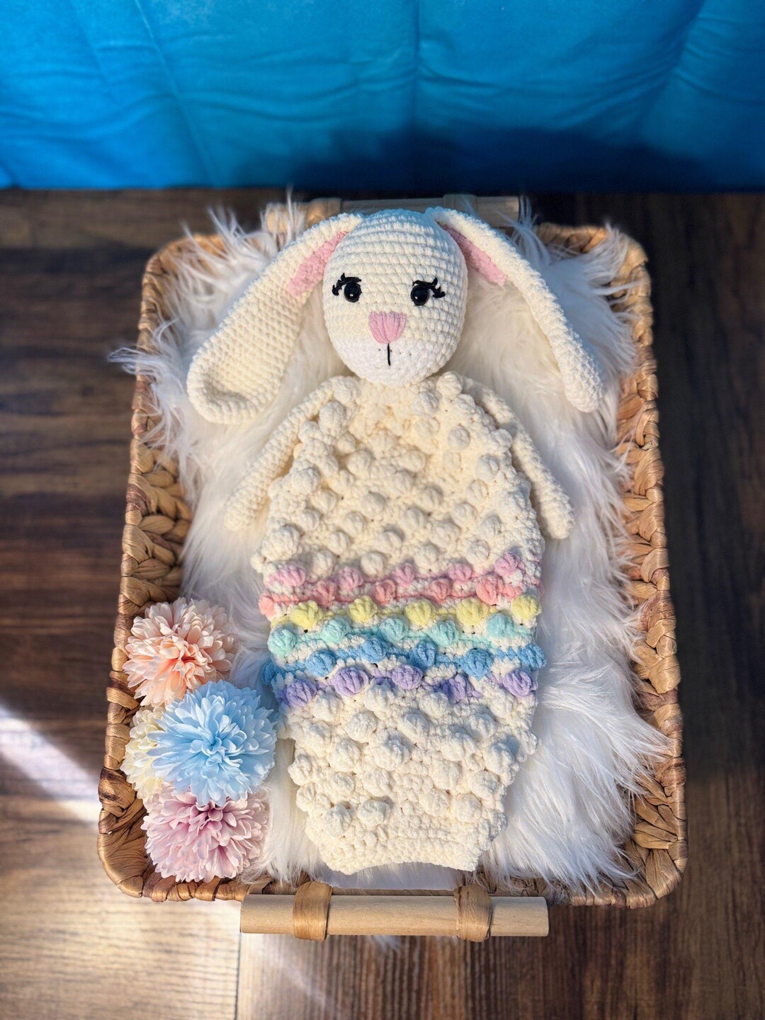 Bunny Lovey Blanket for Baby, Crochet Bunny Rabbit Lovey, Crocheted ...