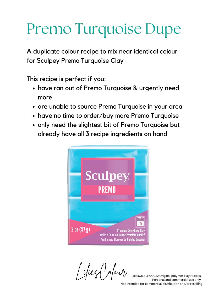 Polymer Clay Color Recipe, Premo Turquoise Dupe, Sculpey Premo Copy Cat ...