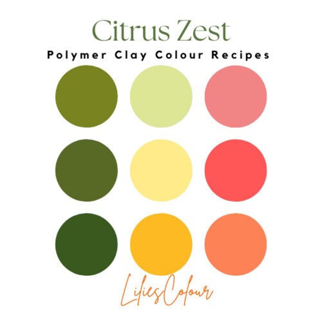 Bright Summer Citrus Polymer Clay Color Recipes, Color Mixing, Premo ...