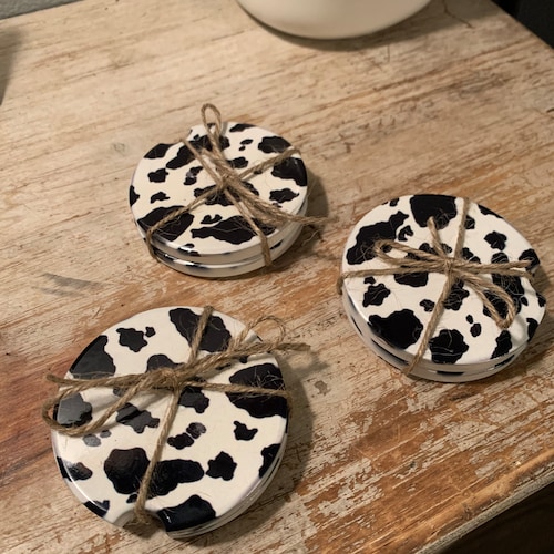 Cow Print Car Coasters Western Car Decor Cowprint Christmas - Etsy