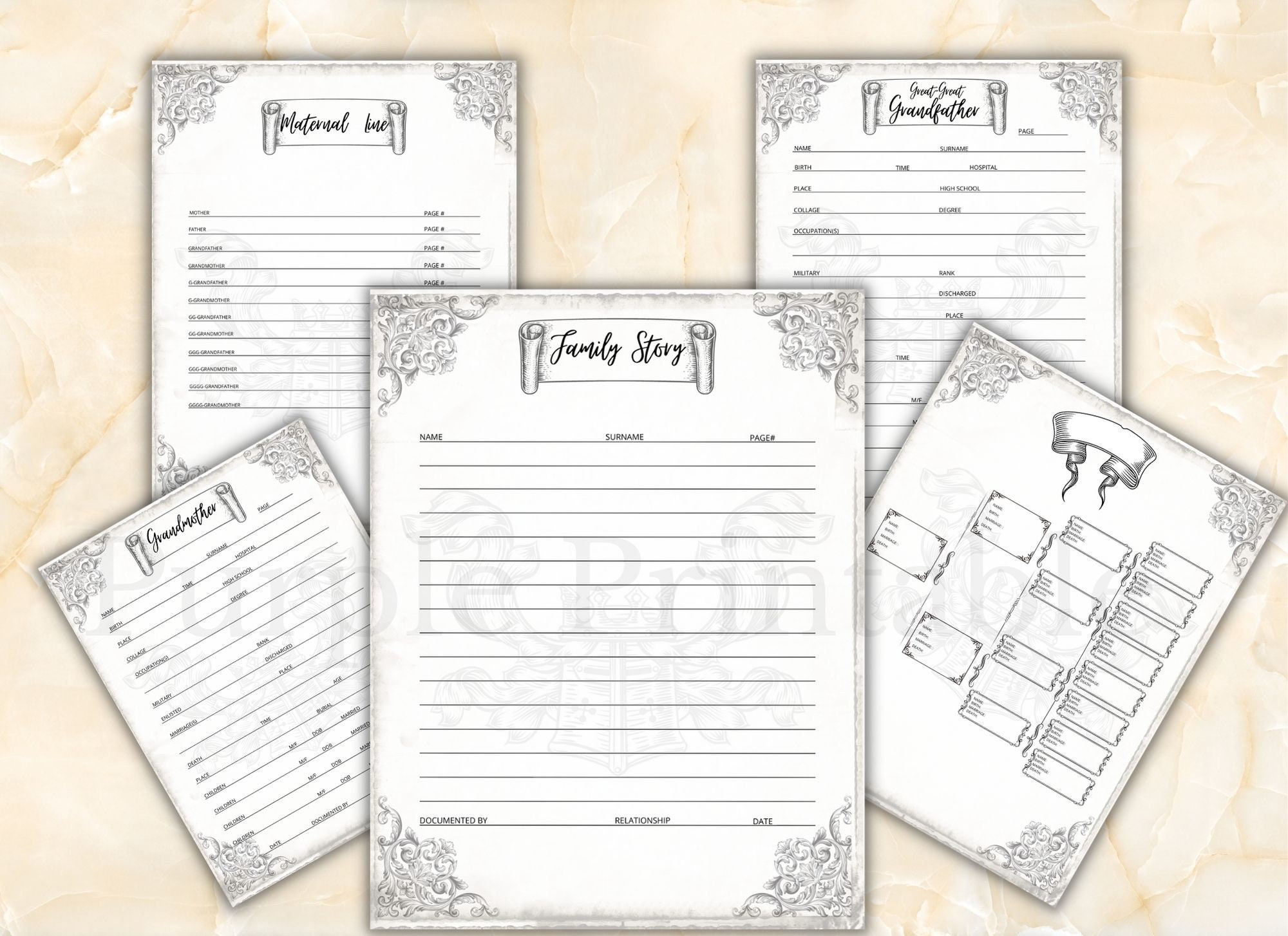 Family History Journal/ Genealogy Notebook, Ancestry Planner, Worksheet ...