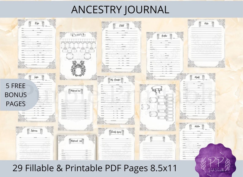 Family History Journal/ Genealogy Notebook, Ancestry Planner, Worksheet ...