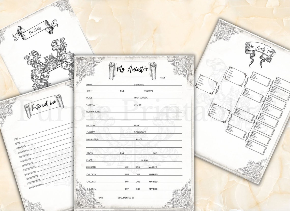 Family History Journal/ Genealogy Notebook, Ancestry Planner, Worksheet ...