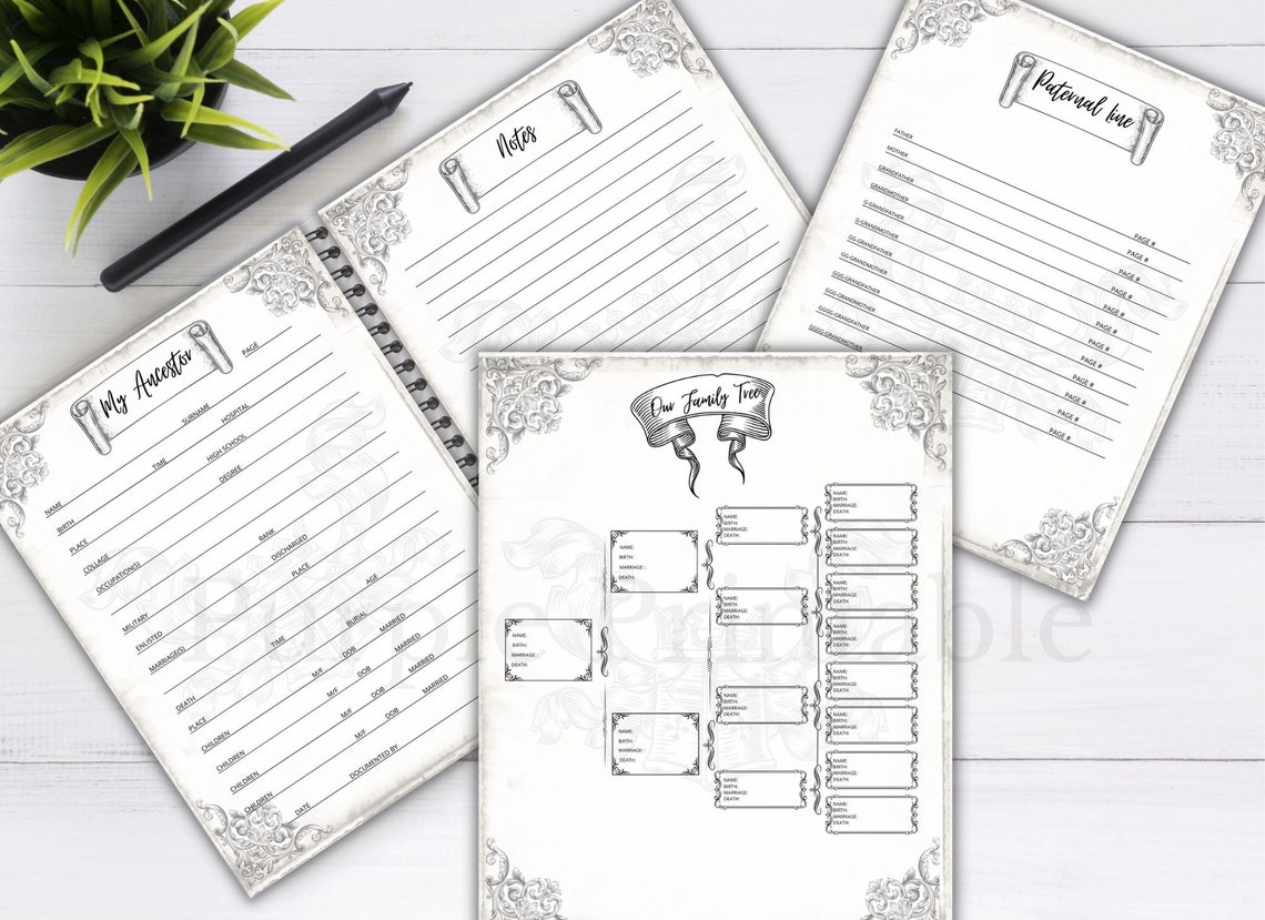 Family History Journal/ Genealogy Notebook, Ancestry Planner, Worksheet ...