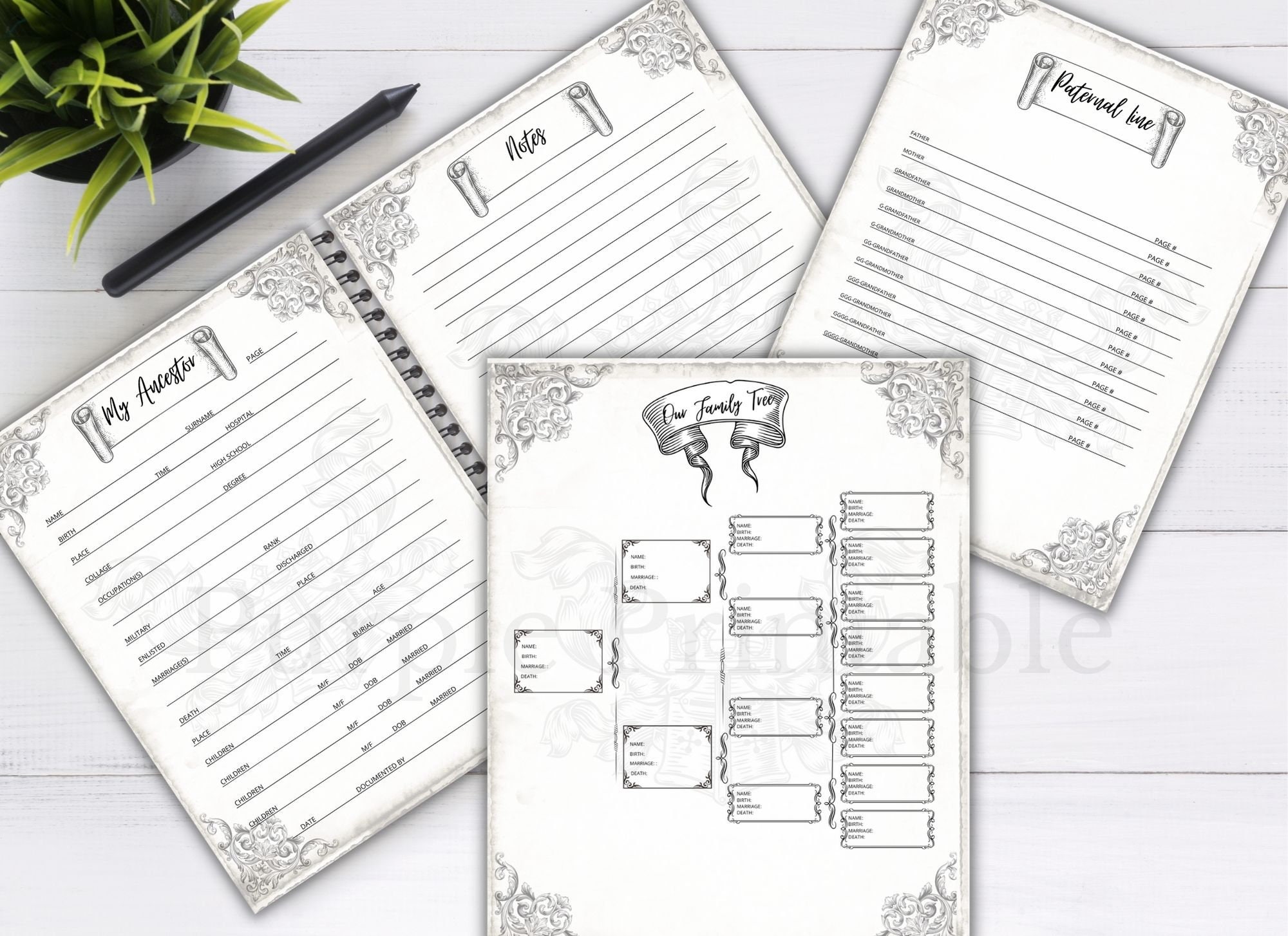 Family History Journal/ Genealogy Notebook, Ancestry Planner, Worksheet ...