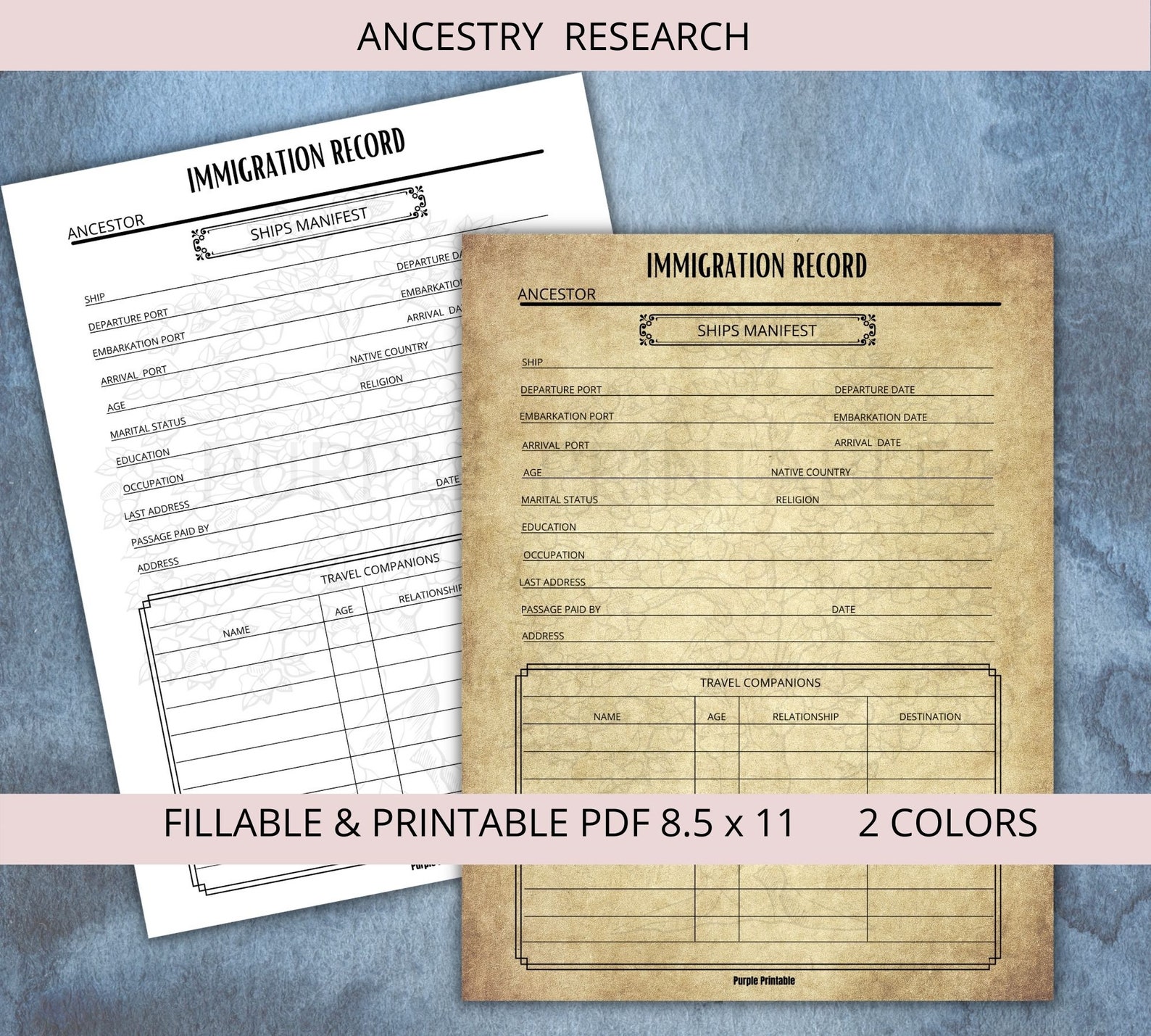 Family History Pages | Genealogy | Immigration Worksheet | Printable ...