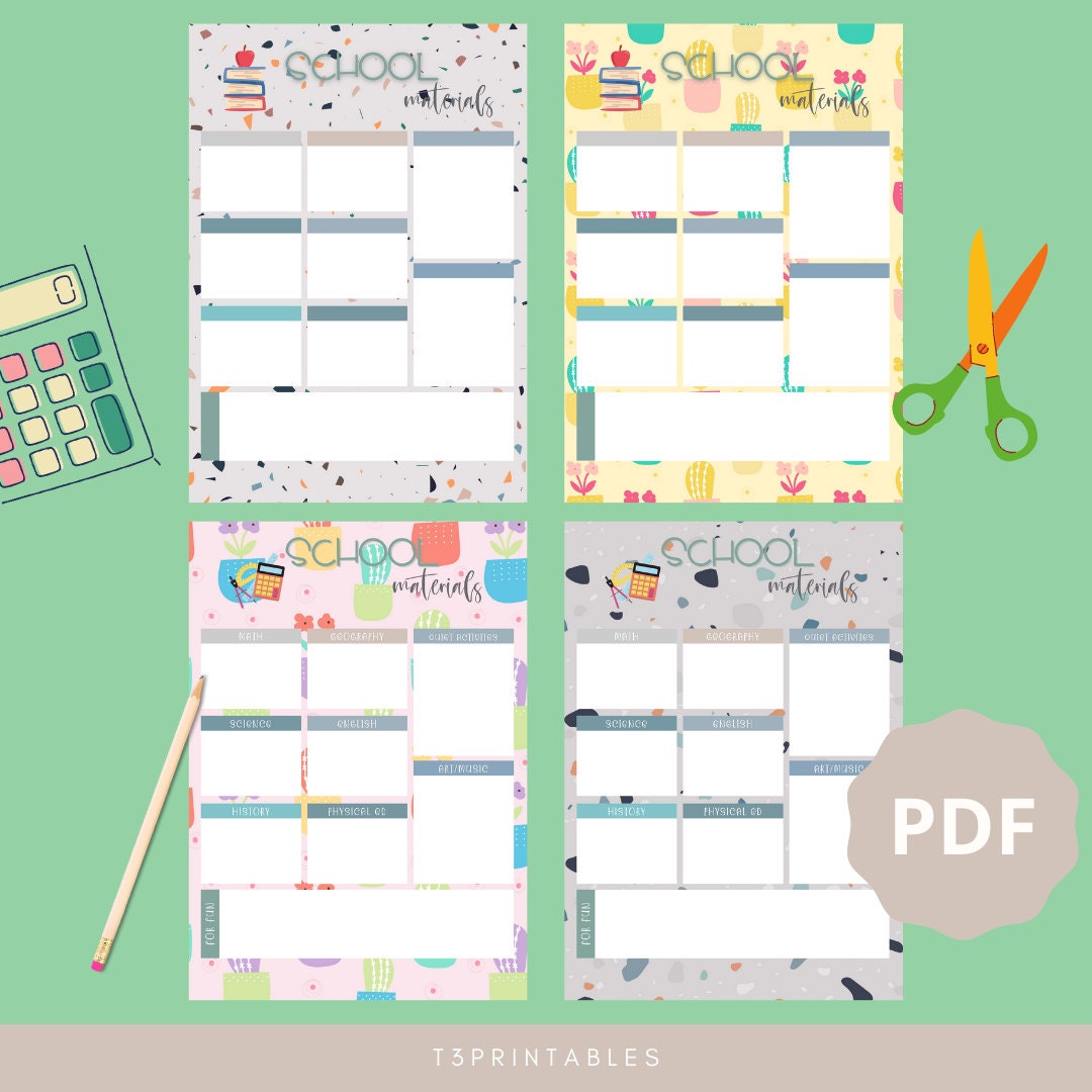 School Materials List | School Materials Supplies | School Subjects ...