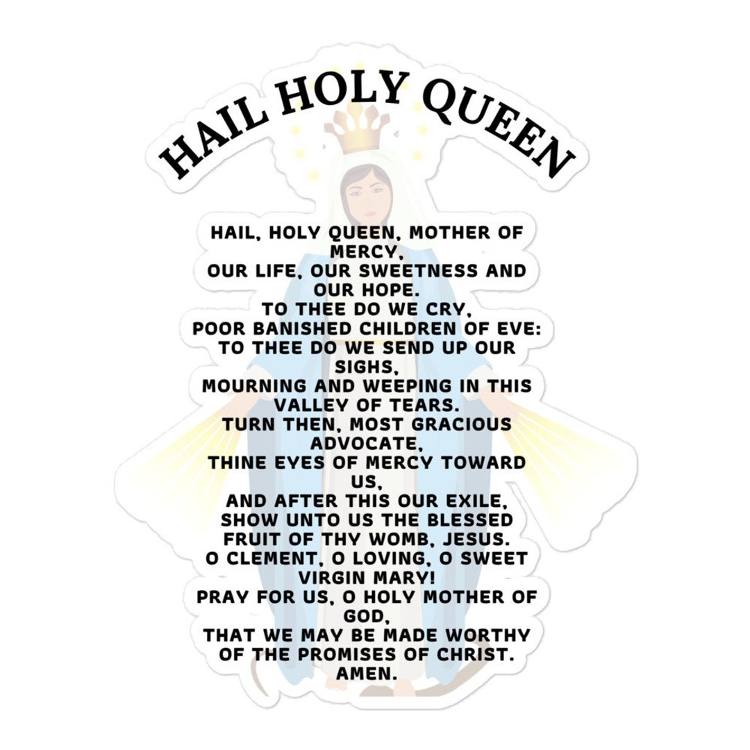 Hail Holy Queen Prayer Sticker – Catholic Marian Vinyl Sticker for ...