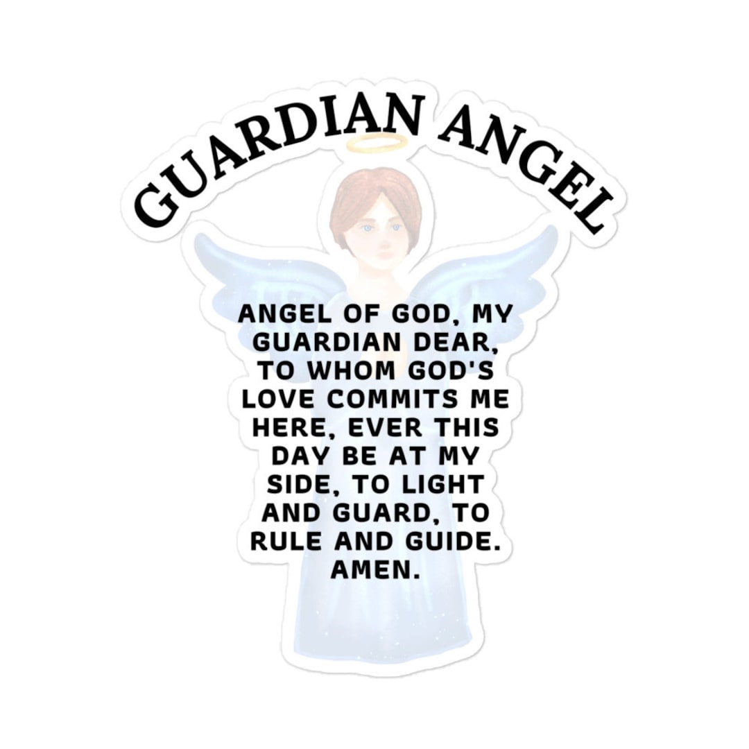 Guardian Angel Prayer Sticker – Catholic Vinyl Sticker for Kids ...