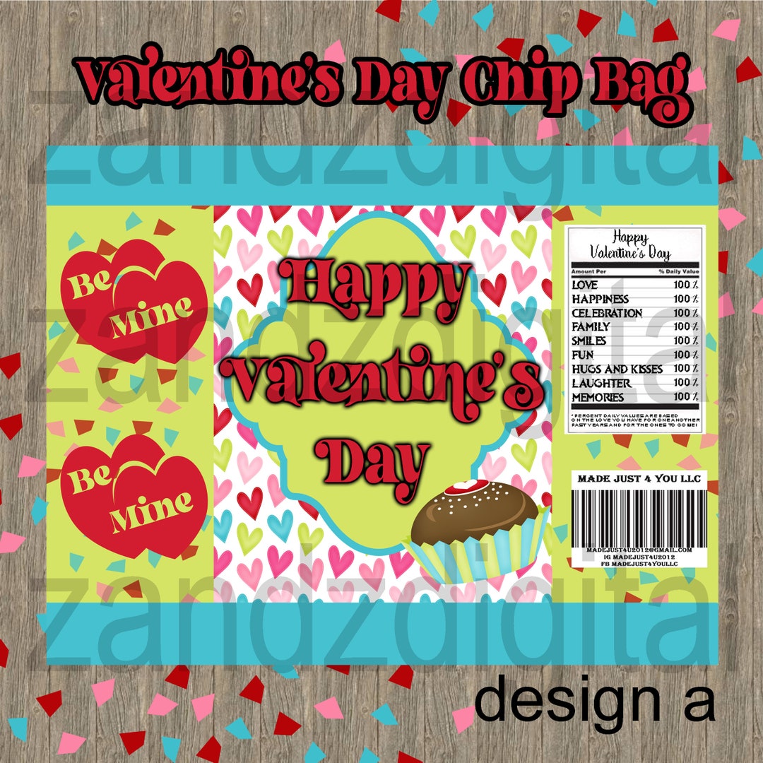 Valentine's Day Chip Bag, Valentine's Day Juice Label, Valentine Day ...