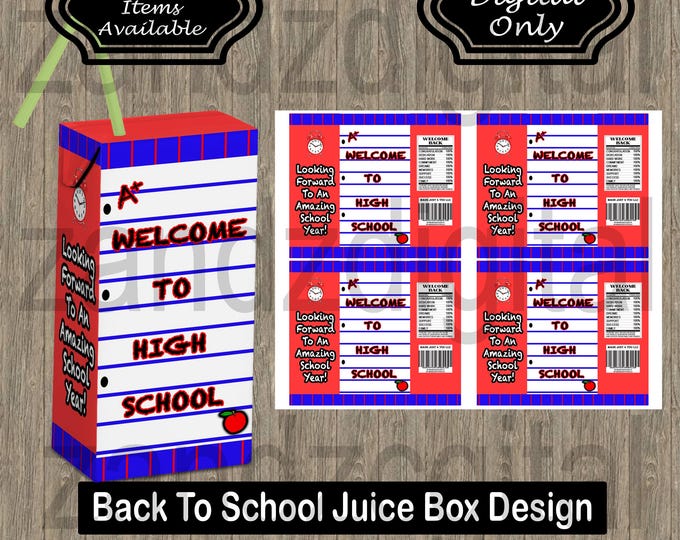 Back to School Printable Juice Box, Instant Download, First Day of ...