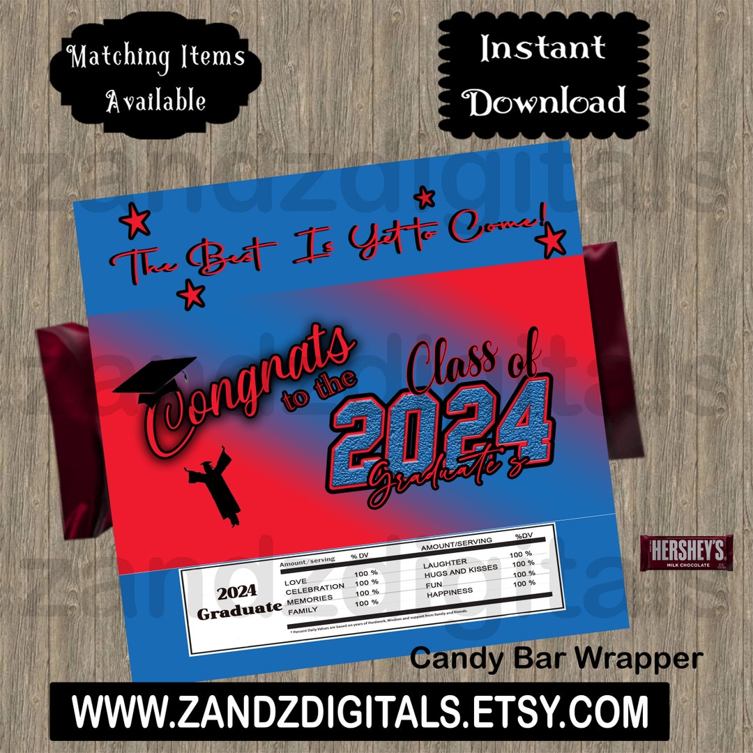Editable Graduation Candy Bar Template, 2024 Senior, 2024 Graduation ...