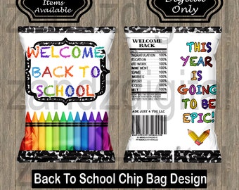 Crayon Back to School Chip Bag,teacher Chip Bag, First Day of High ...