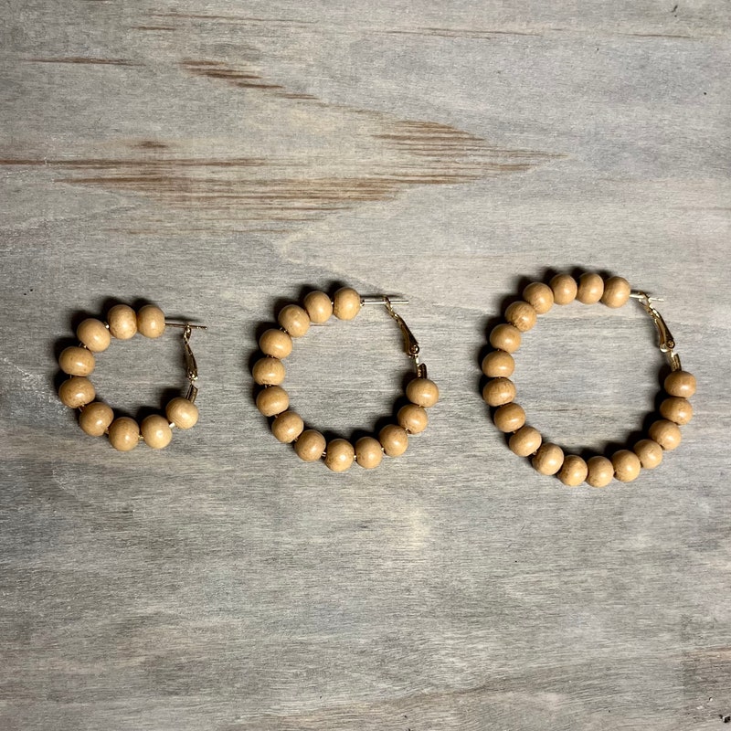 Wooden Bead Hoop Earring - Etsy