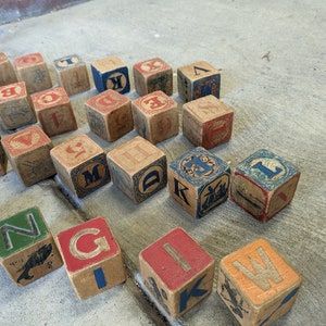 Antique Toy Wooden ABC Alphabet Blocks Victorian Safety Embossed ...