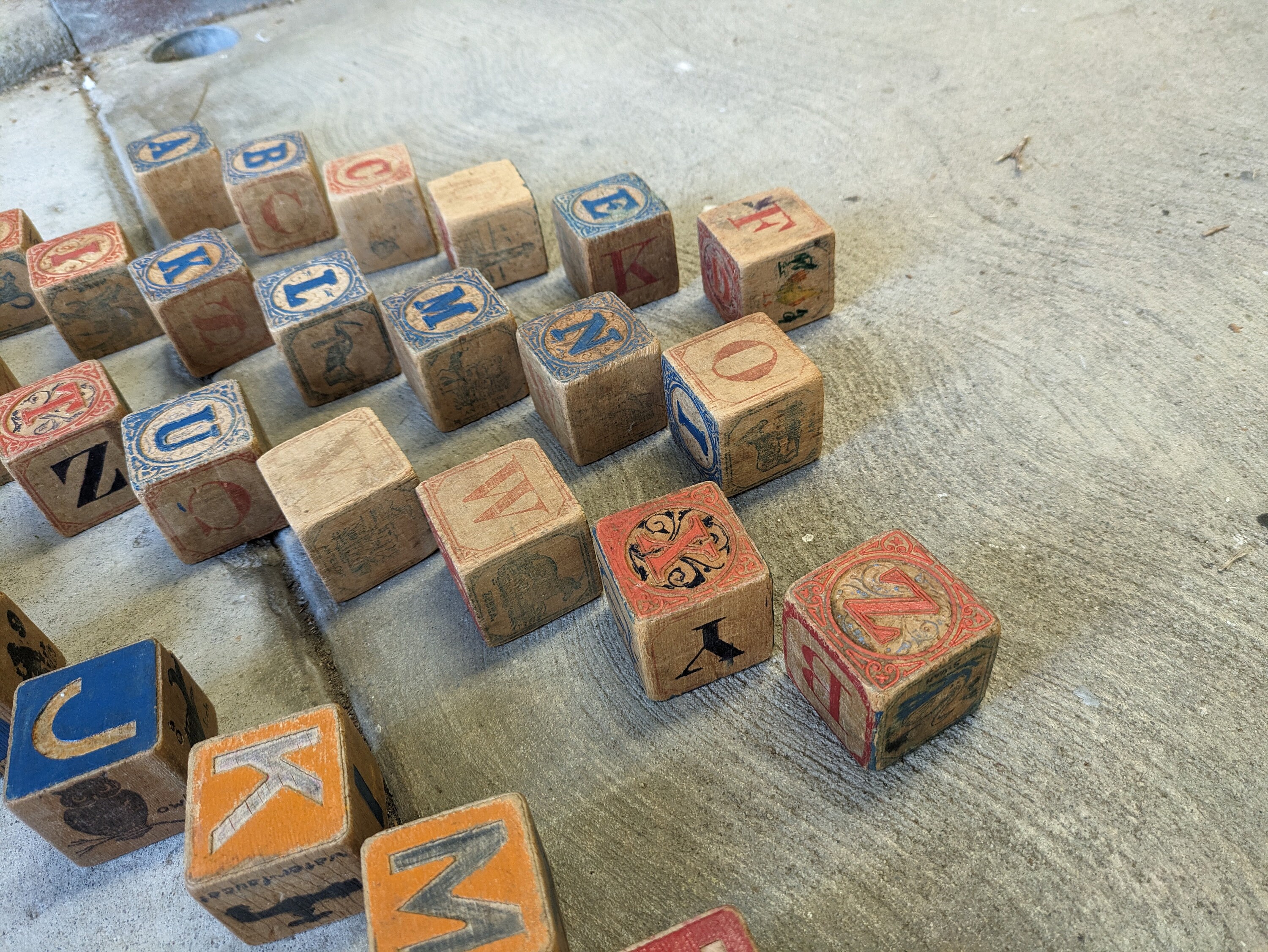 Antique Toy Wooden ABC Alphabet Blocks Victorian Safety Embossed ...