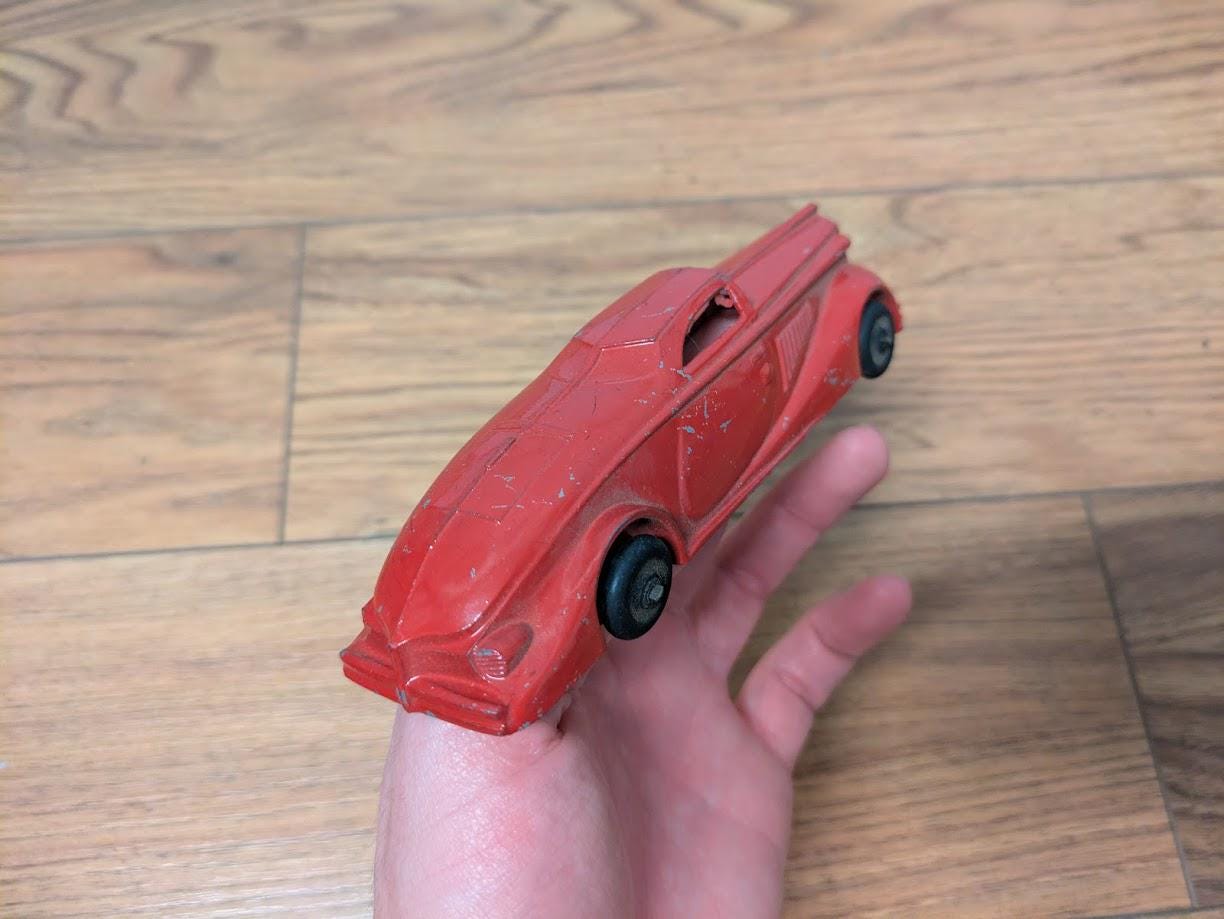 1936 MANOIL Toy Car 704 Roadster Red Coupe Sedan Vintage Speedster Die ...