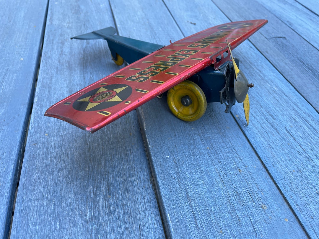 Vintage Girard Airways Express Airplane Clockwork Tin Toy - Etsy