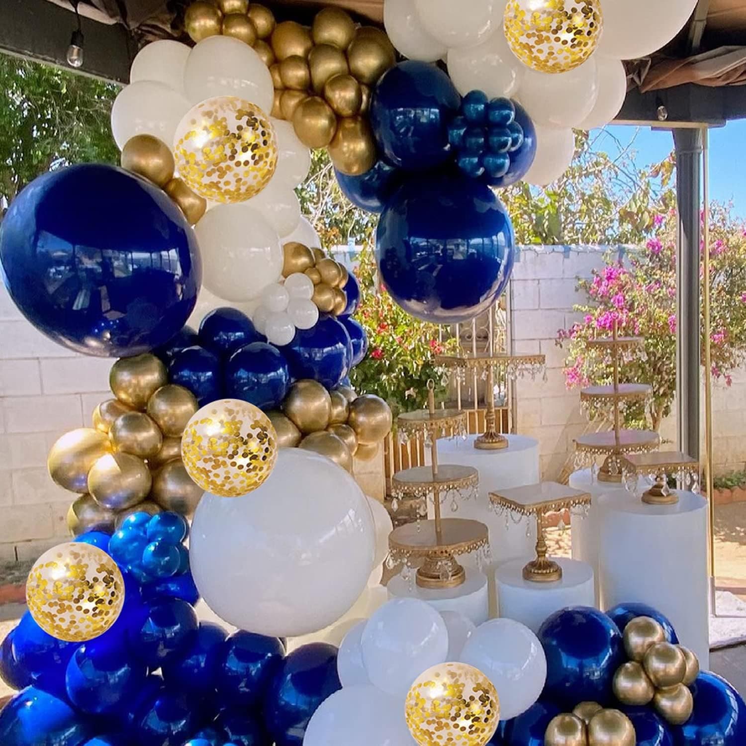 Navy Blue Gold White Balloons Arch Kit for Wedding - Etsy