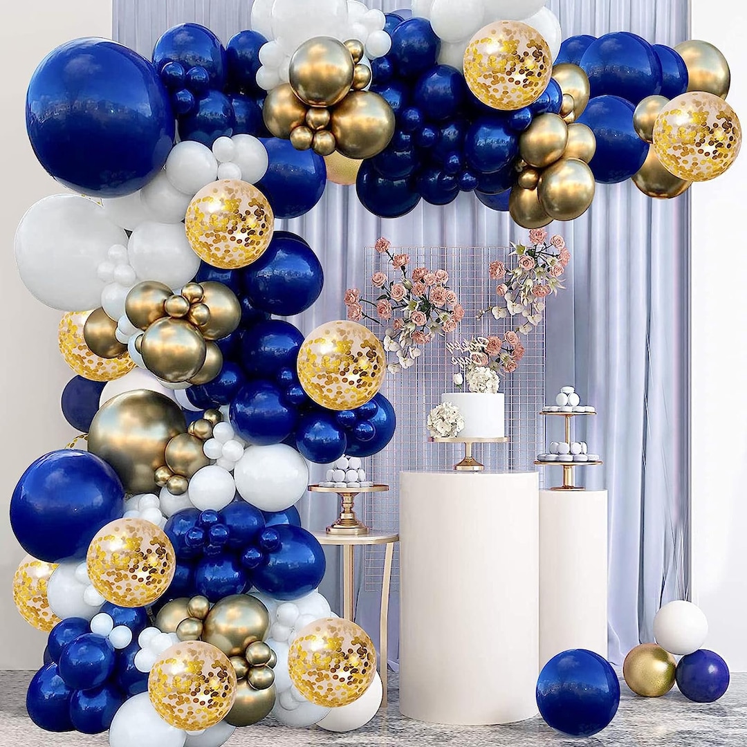 Navy Blue Gold White Balloons Arch Kit for Wedding - Etsy