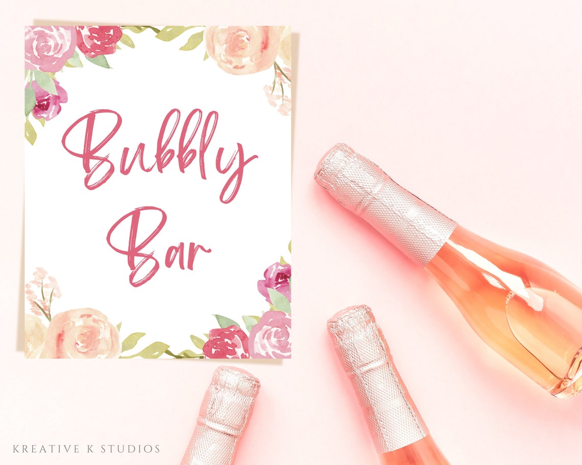 Printable Bubbly Bar Sign, Instant Download Bubbly Bar Sign, Pink ...