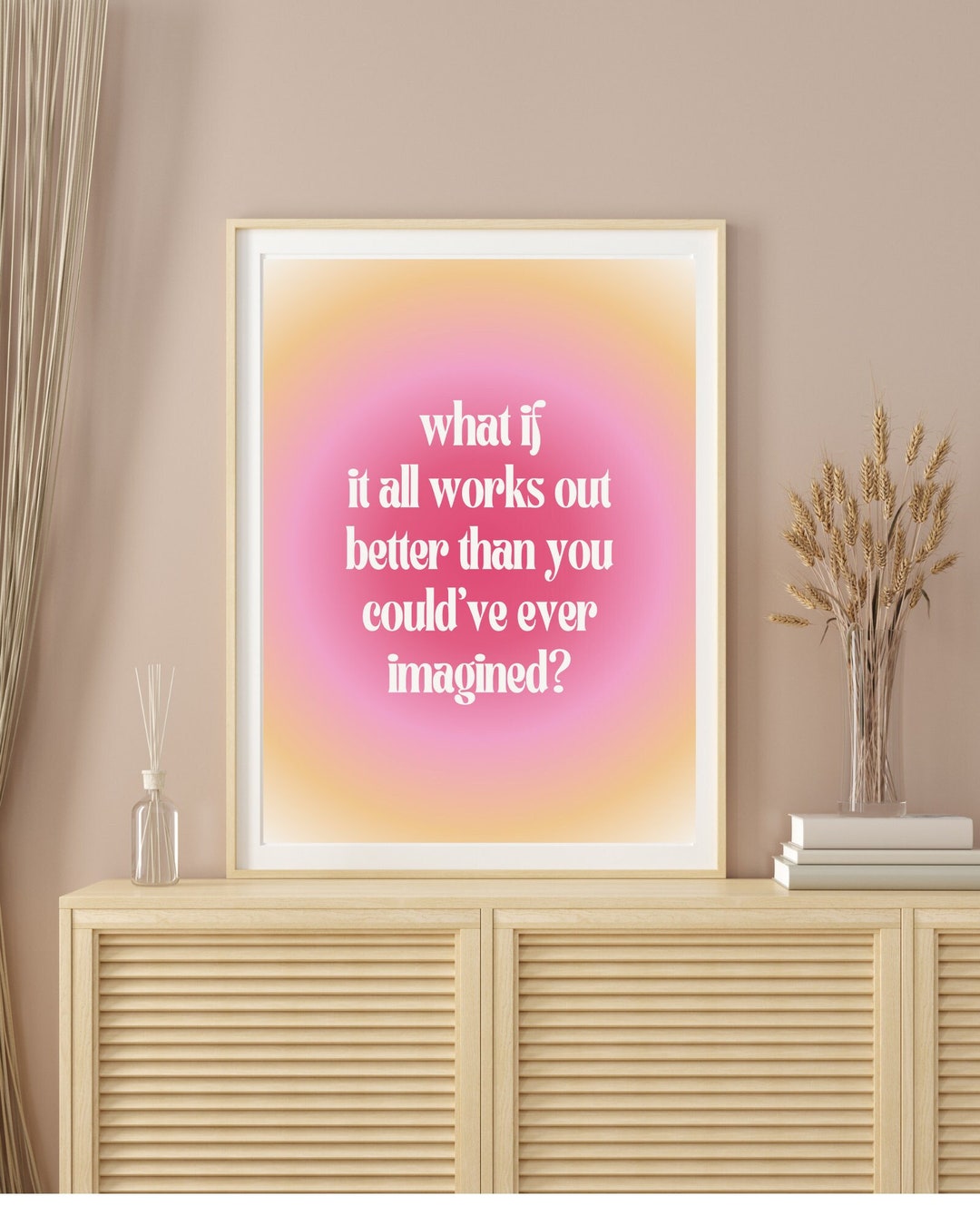 Affirmation Wall Art: Pink Orange Gradient, Mindset Inspiration ...
