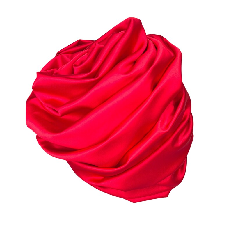 Red Satin Turban: Spiral Flower Design, Diamond Embellishments - Etsy