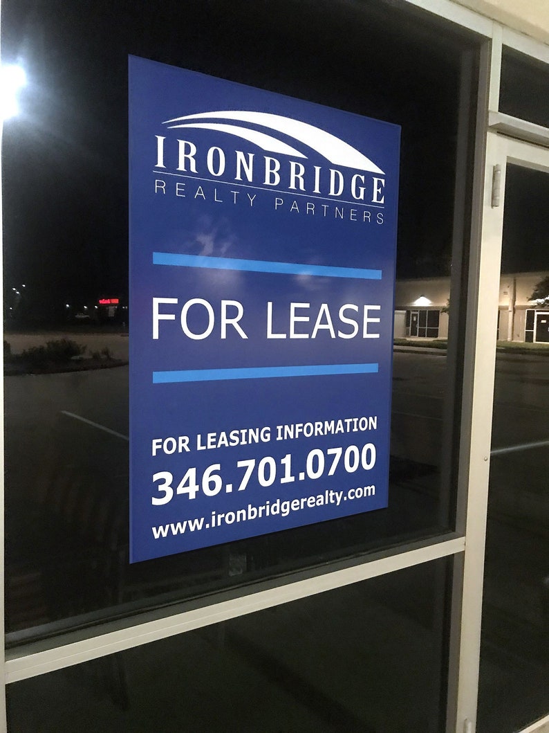 Commercial Window Vinyl Sign for Lease - Etsy