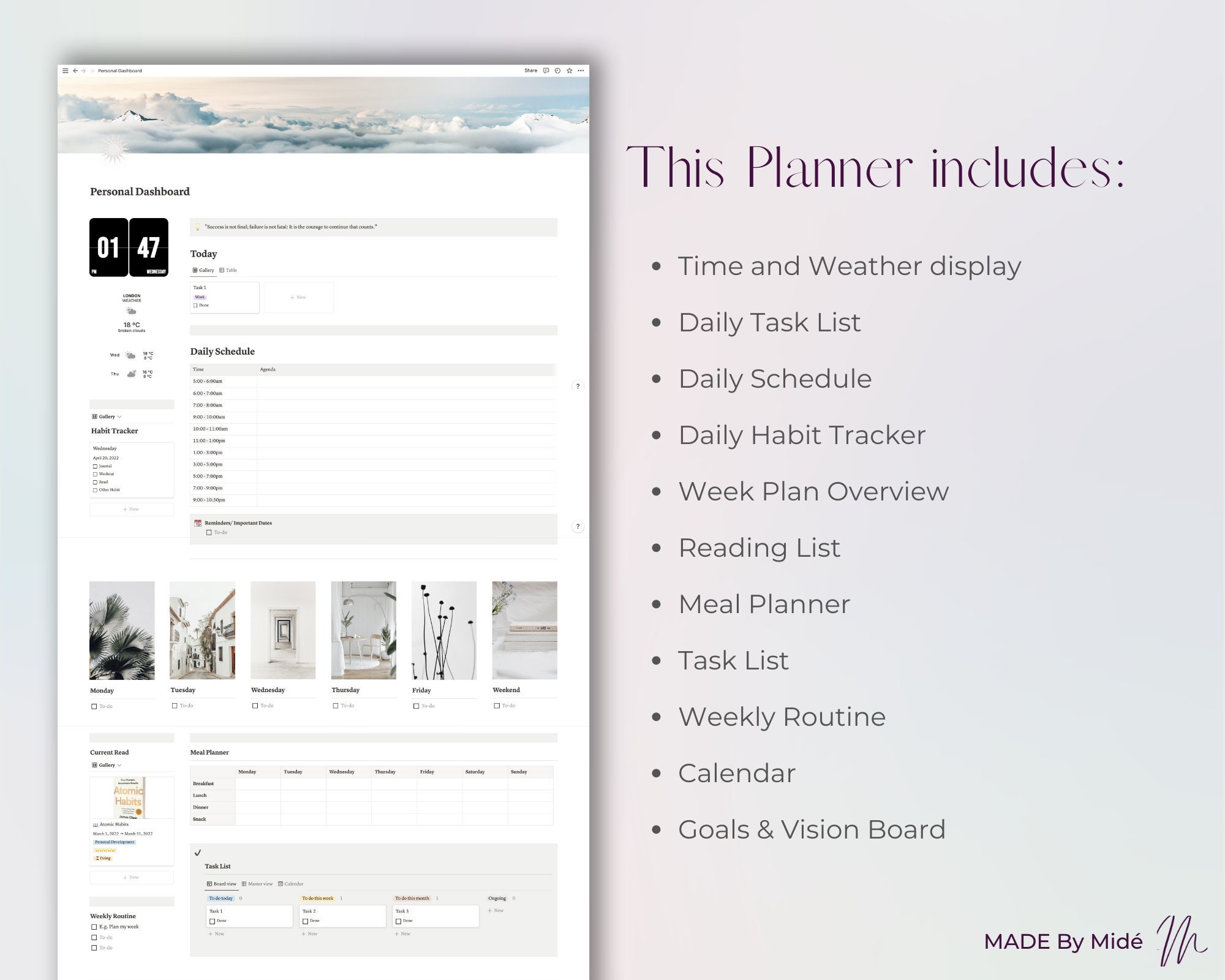 Notion Weekly Planner All-in-one Notion Template Notion Personal Life ...
