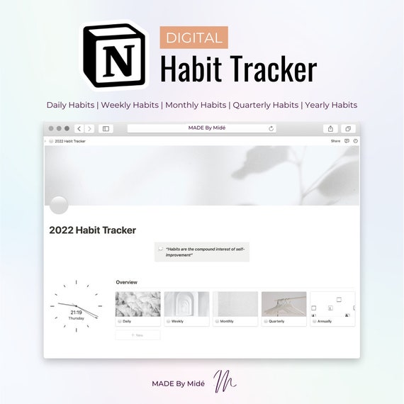 Digital Habit Tracker Notion Template Daily Weekly Monthly | Etsy