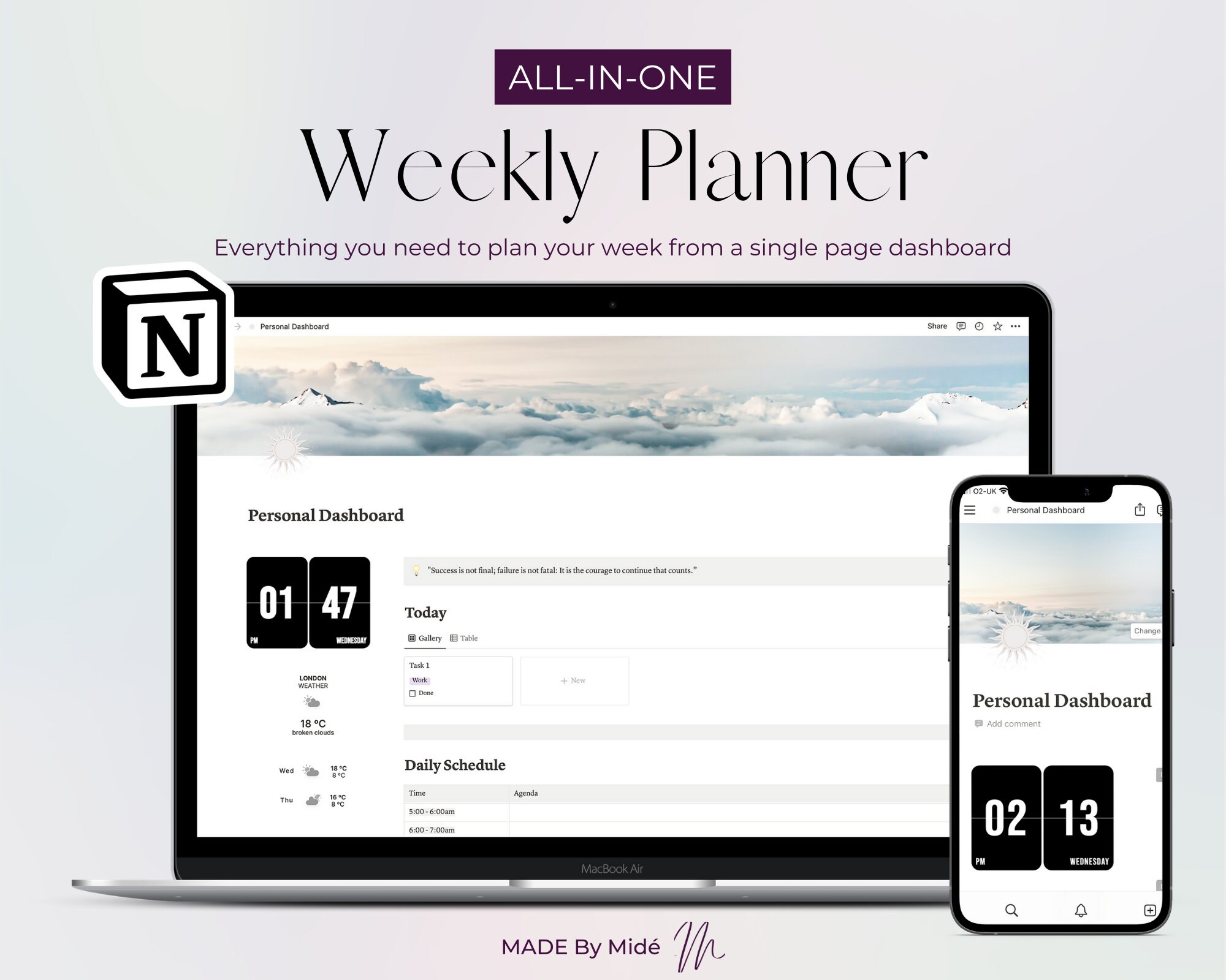 Notion Weekly Planner All-in-one Notion Template Notion Personal Life ...