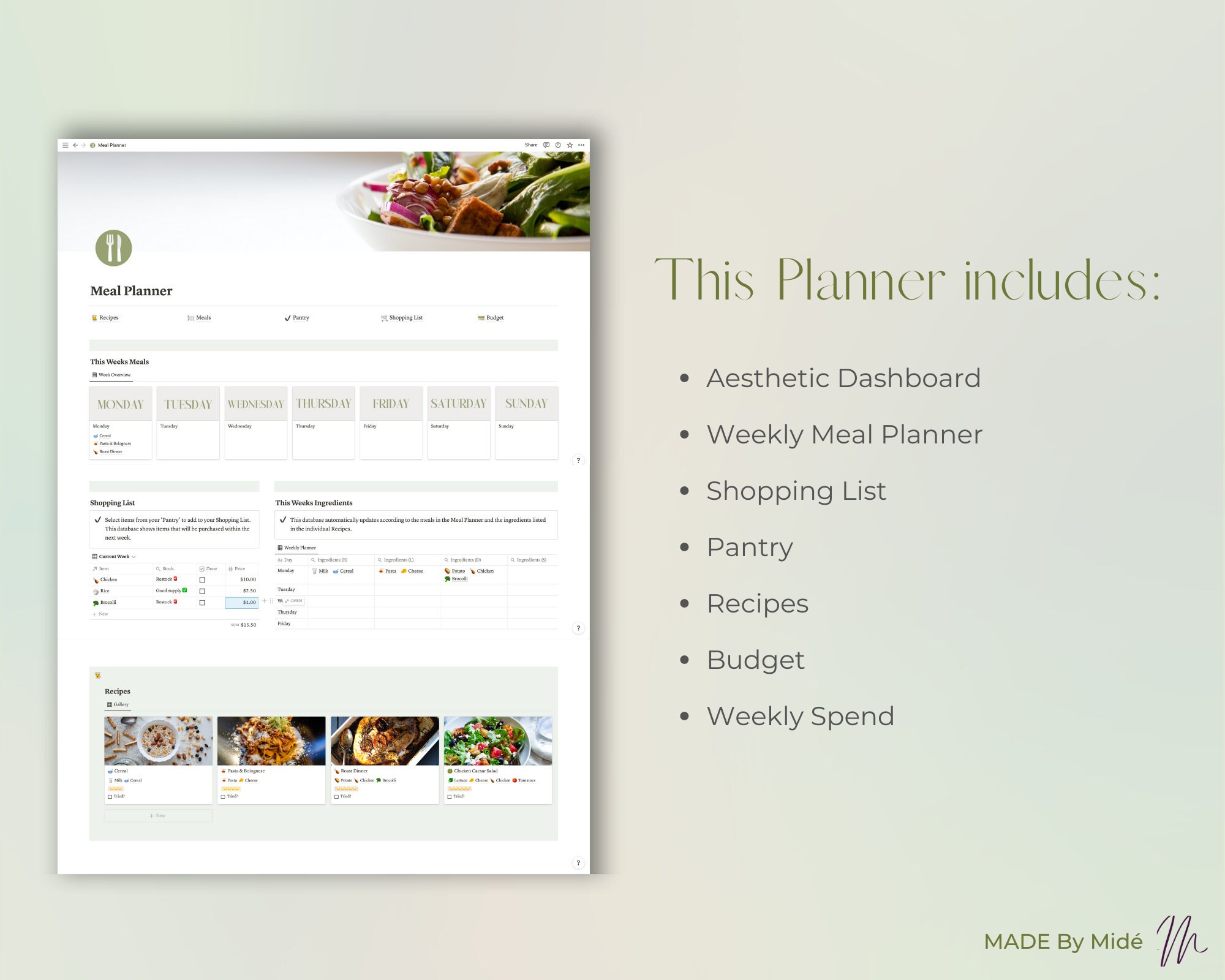 Meal Planner Notion Template | Ultimate Meal Planner | Notion Template ...