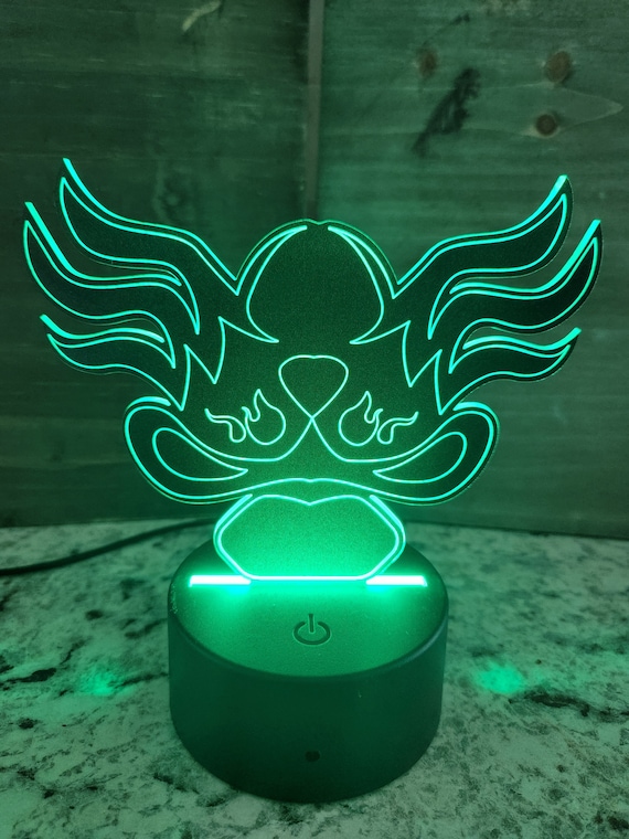 Japanese Death Mask LED on Black Acrylic - Etsy