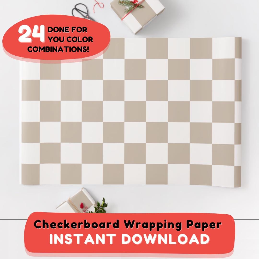 Checkerboard Wrapping Paper | 24 Color Combos | Custom Cool Modern ...