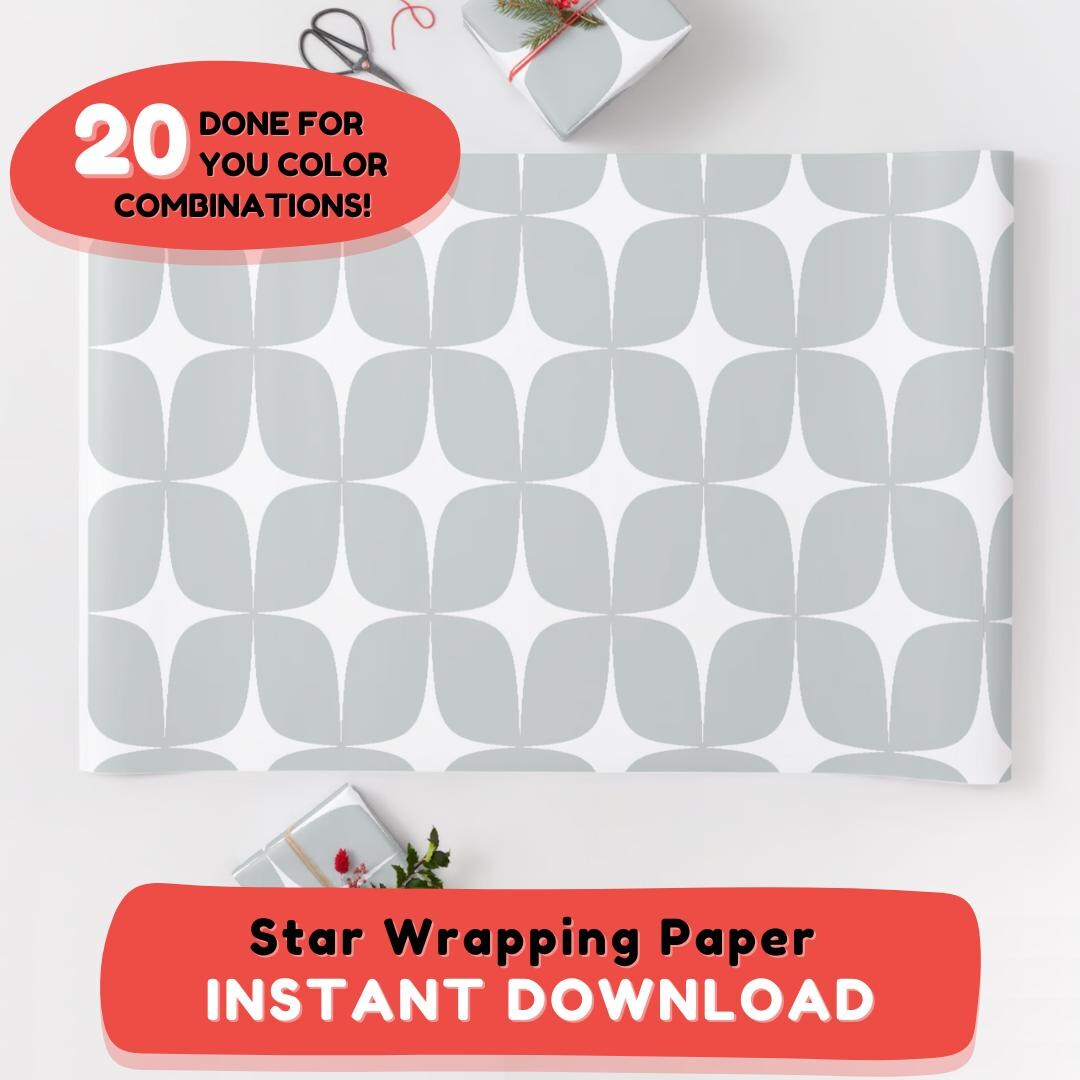 Star Wrapping Paper | Editable Gift Wrap | 20 Color Combos ...