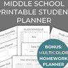 Homework Planner Printable, Middle School Planner, Study Planner ...