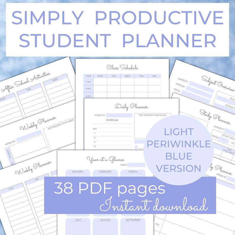 Aesthetic Student Planner Printable, Goal Setting Planner for High ...