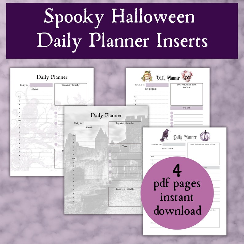 Halloween Daily Printable Planner Template - Spooky Daily Planner Pages ...