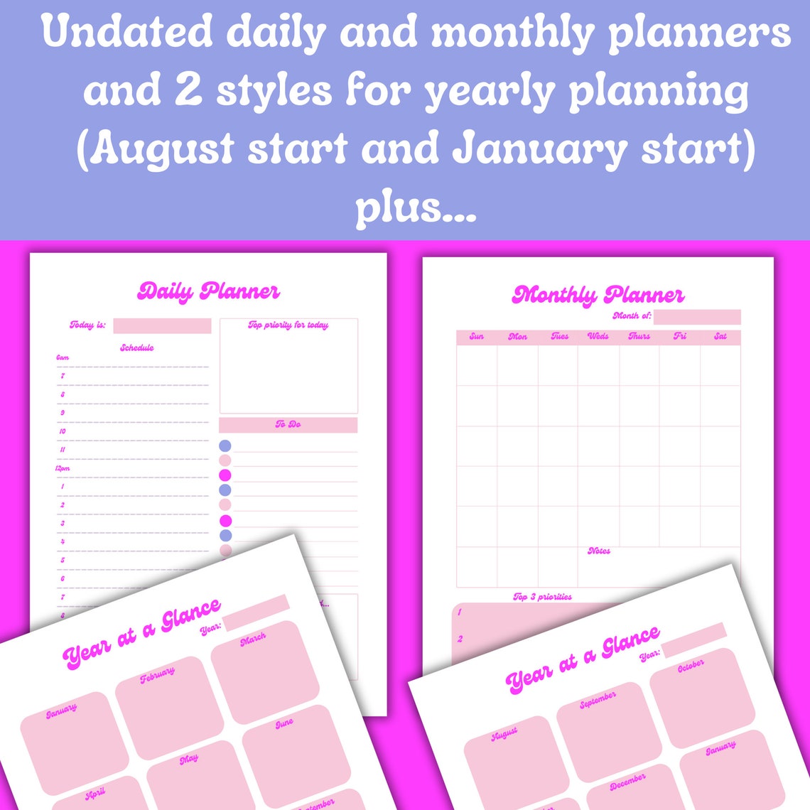 Y2K 90s Student Planner Printable Pink, High School Middle School ...