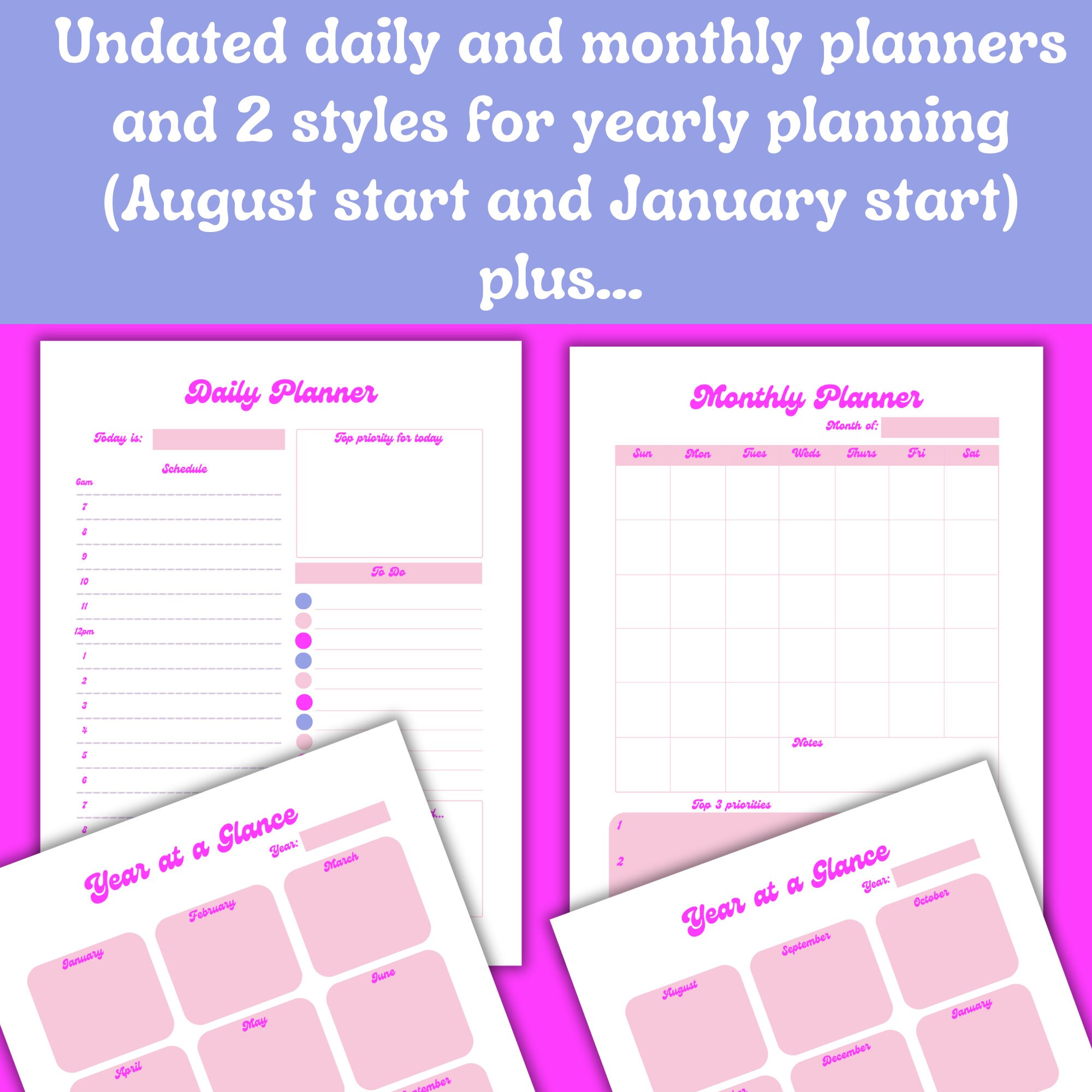 Y2K 90s Student Planner Printable Pink, High School Middle School ...