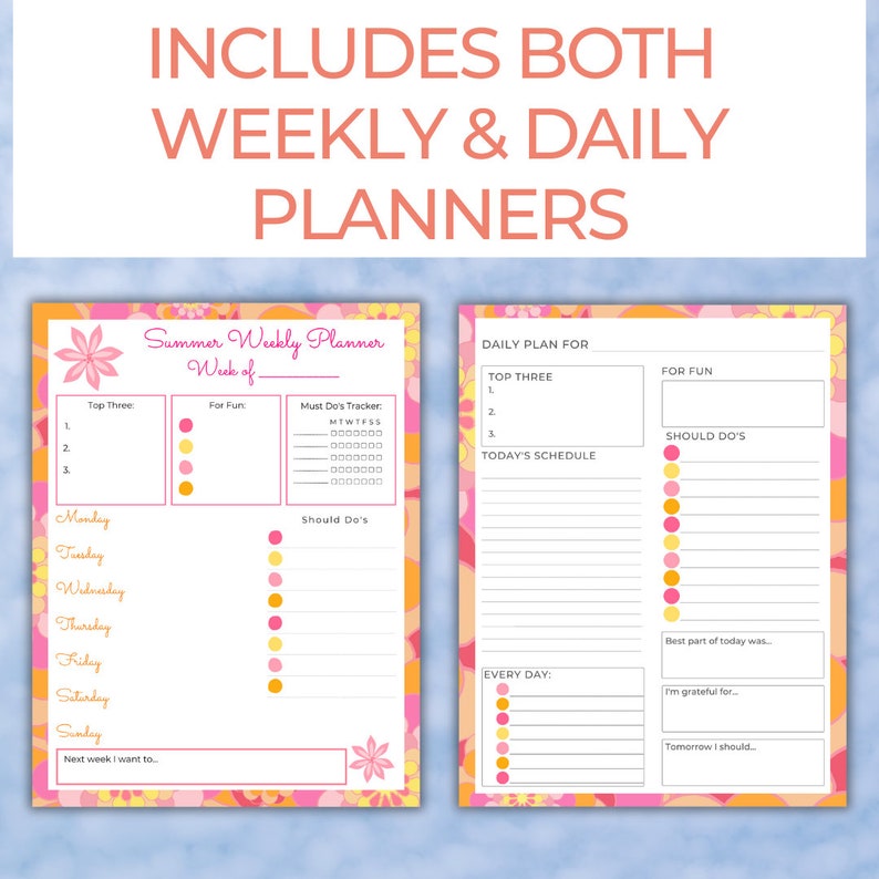 Summer Printable Planner for Teens and Tweens With Pink Floral Design ...