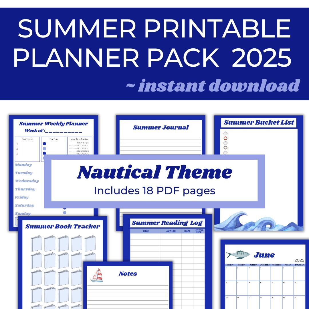 Summer Planner for Kids Teens Nautical Journal Pages, 2025 Summer ...