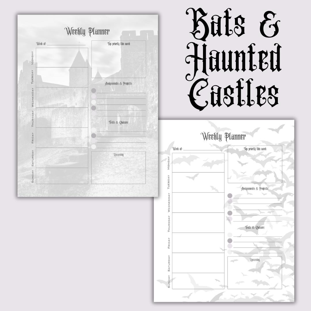 Halloween Weekly Planner, Printable Goth Planner Student Weekly Planner ...