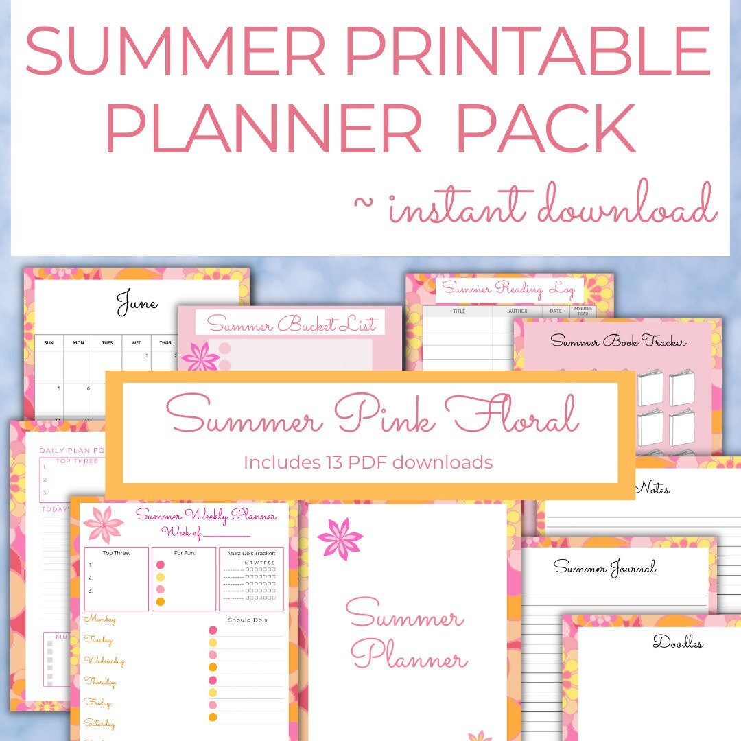 Summer Printable Planner for Teens and Tweens pink Floral - Etsy