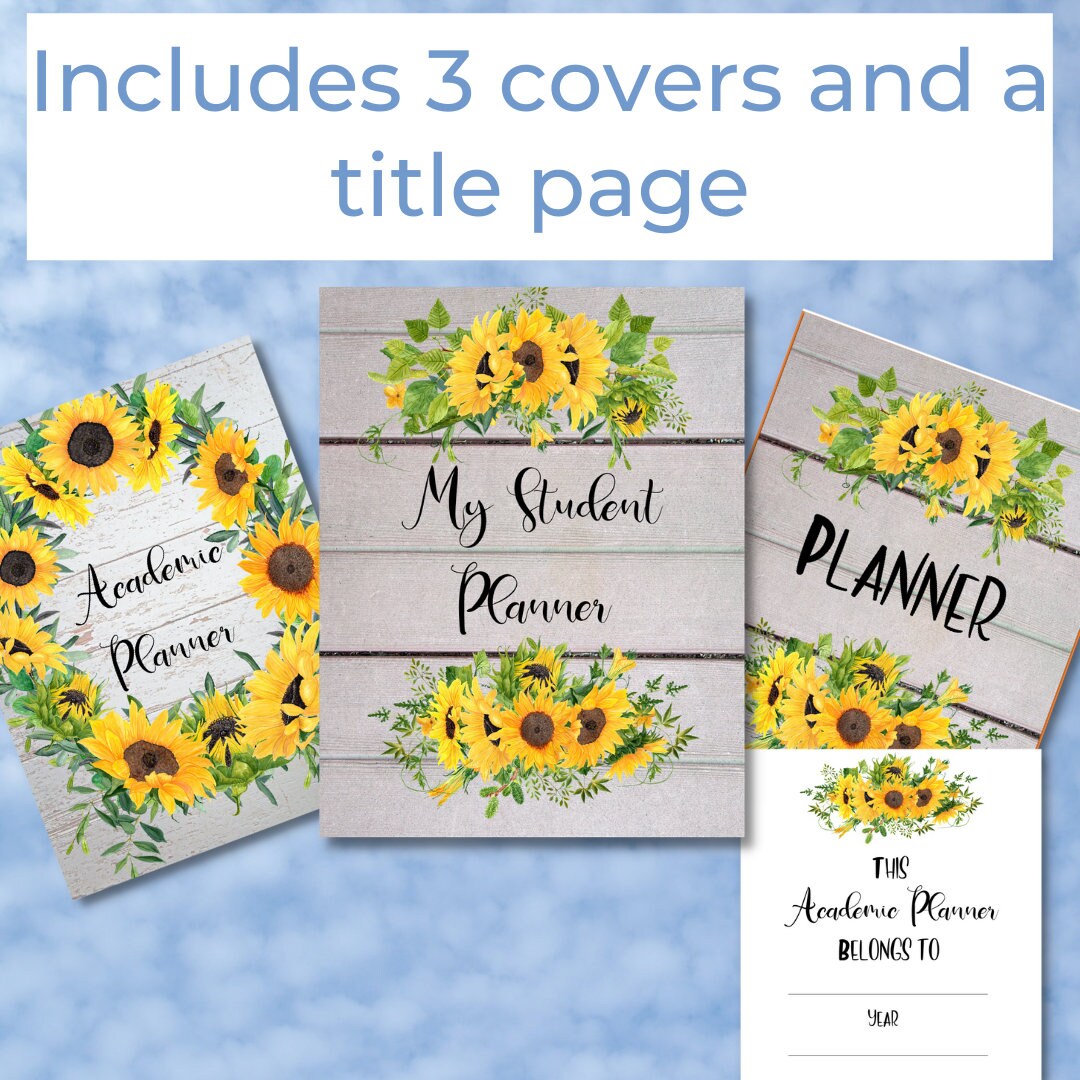 Sunflower Academic Planner for Teens High School Planner School Planner ...