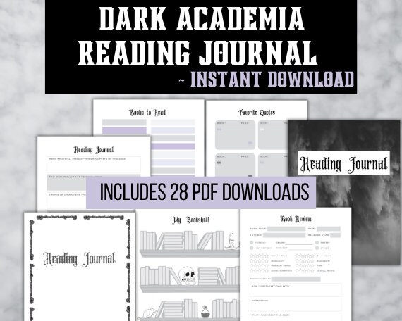 Dark Academia Reading Journal Template, Book Log, Gothic Reading Log ...