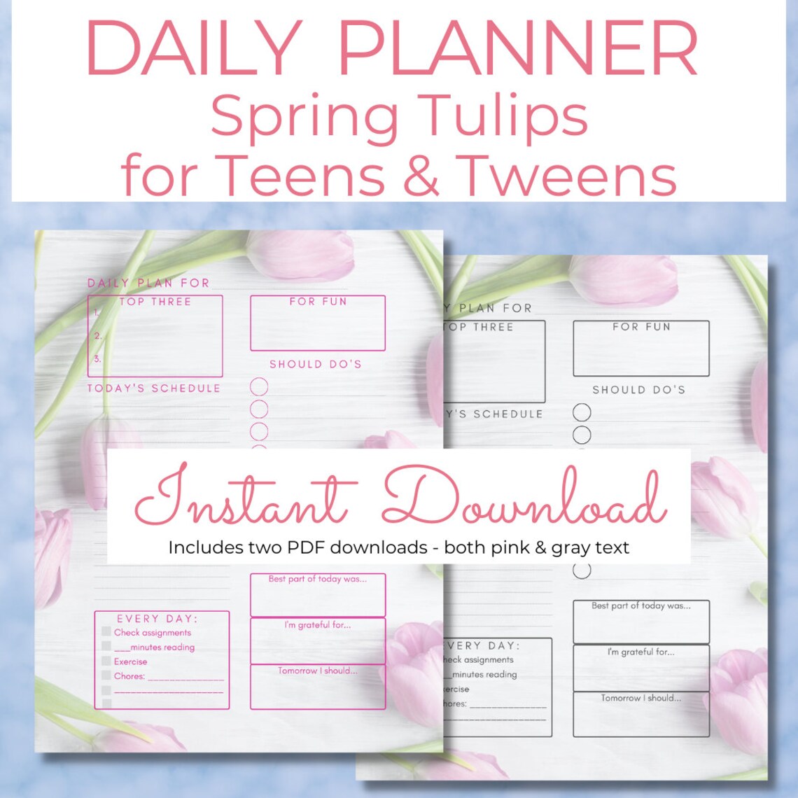 Spring Printable Daily Planner Bundle Spring Planner Variety - Etsy