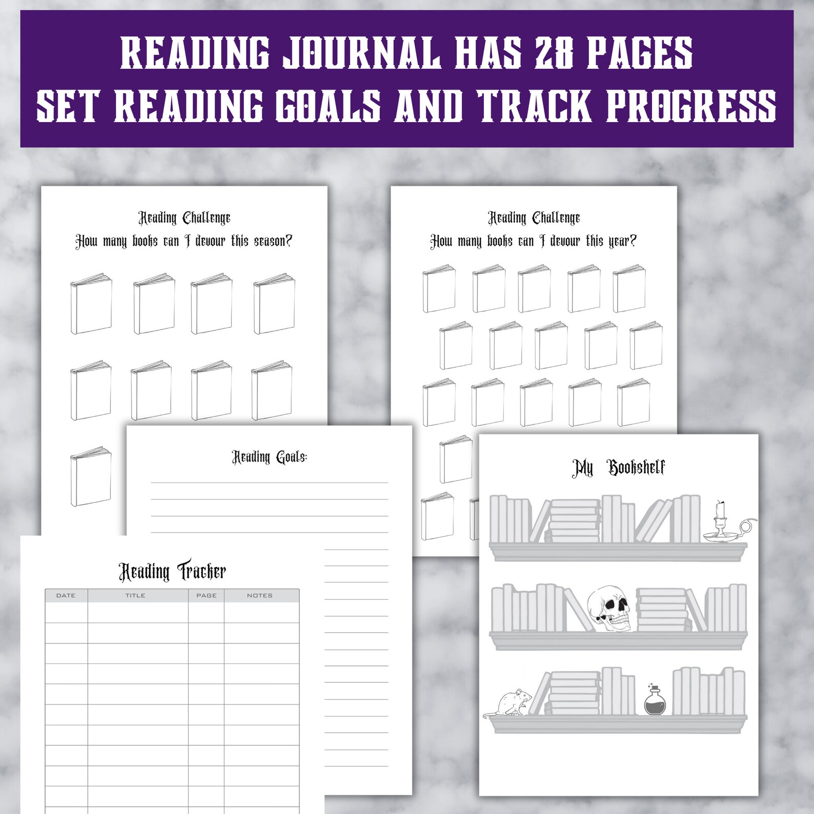 Dark Academia Printable Bundle, Gothic Student Planner Reading Journal ...