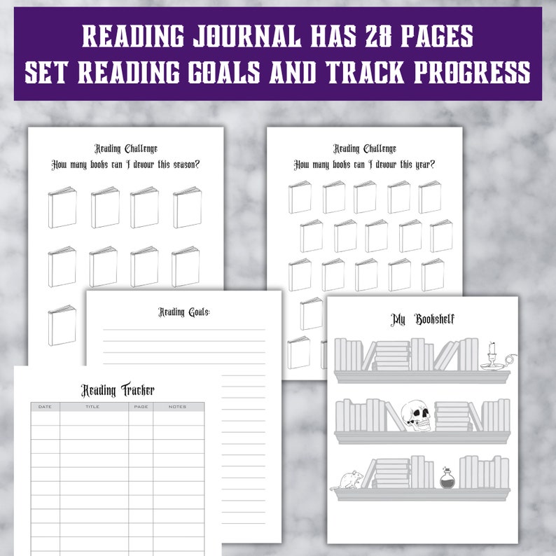 Dark Academia Printable Bundle, Gothic Student Planner Reading Journal ...