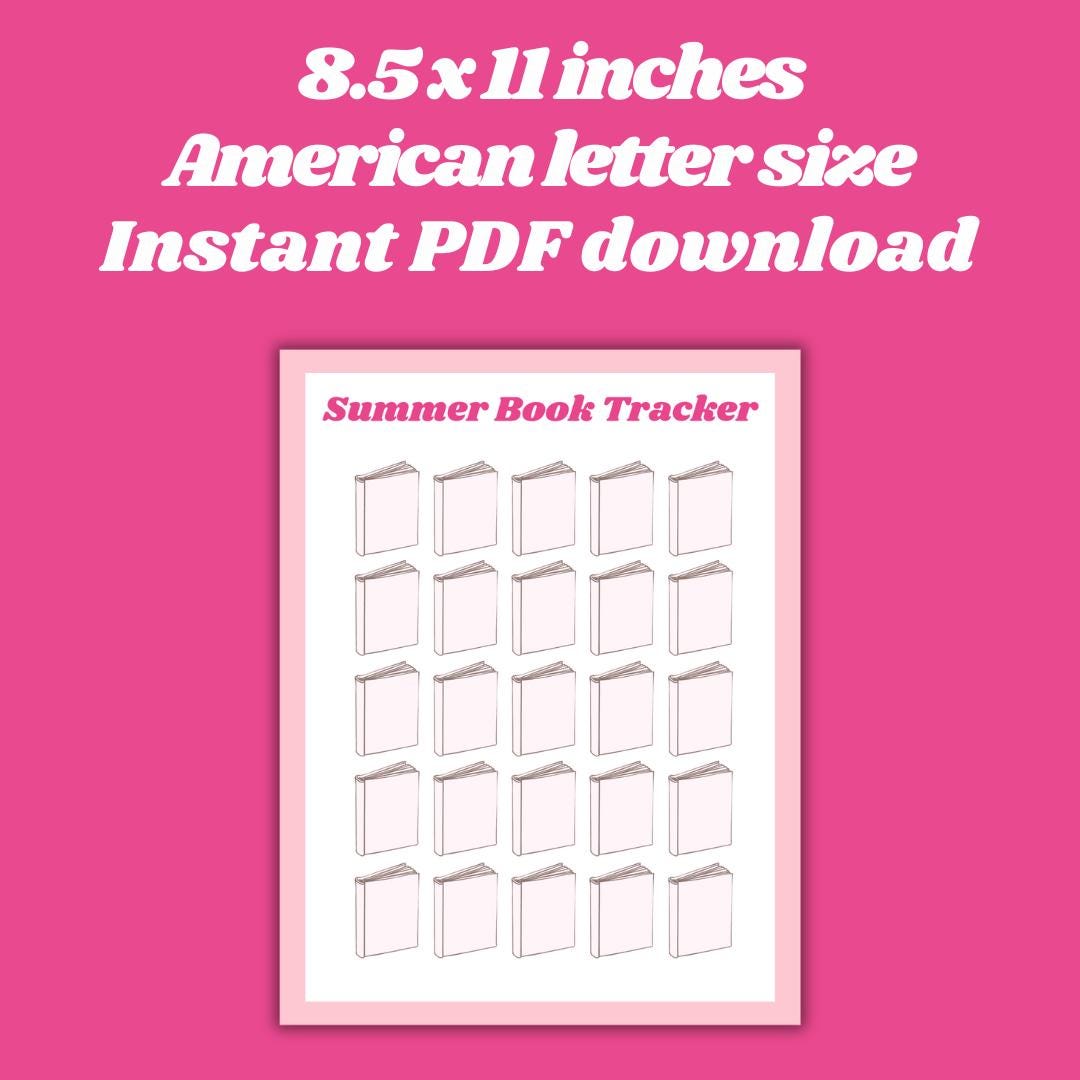 Pink Summer Printable Reading Tracker PDF, Teen Reading Log Tracker ...